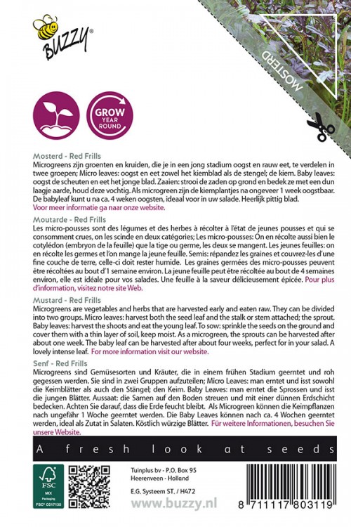 Mustard Red Frills - Microgreens seeds - Seeds • Tuinzaden.eu